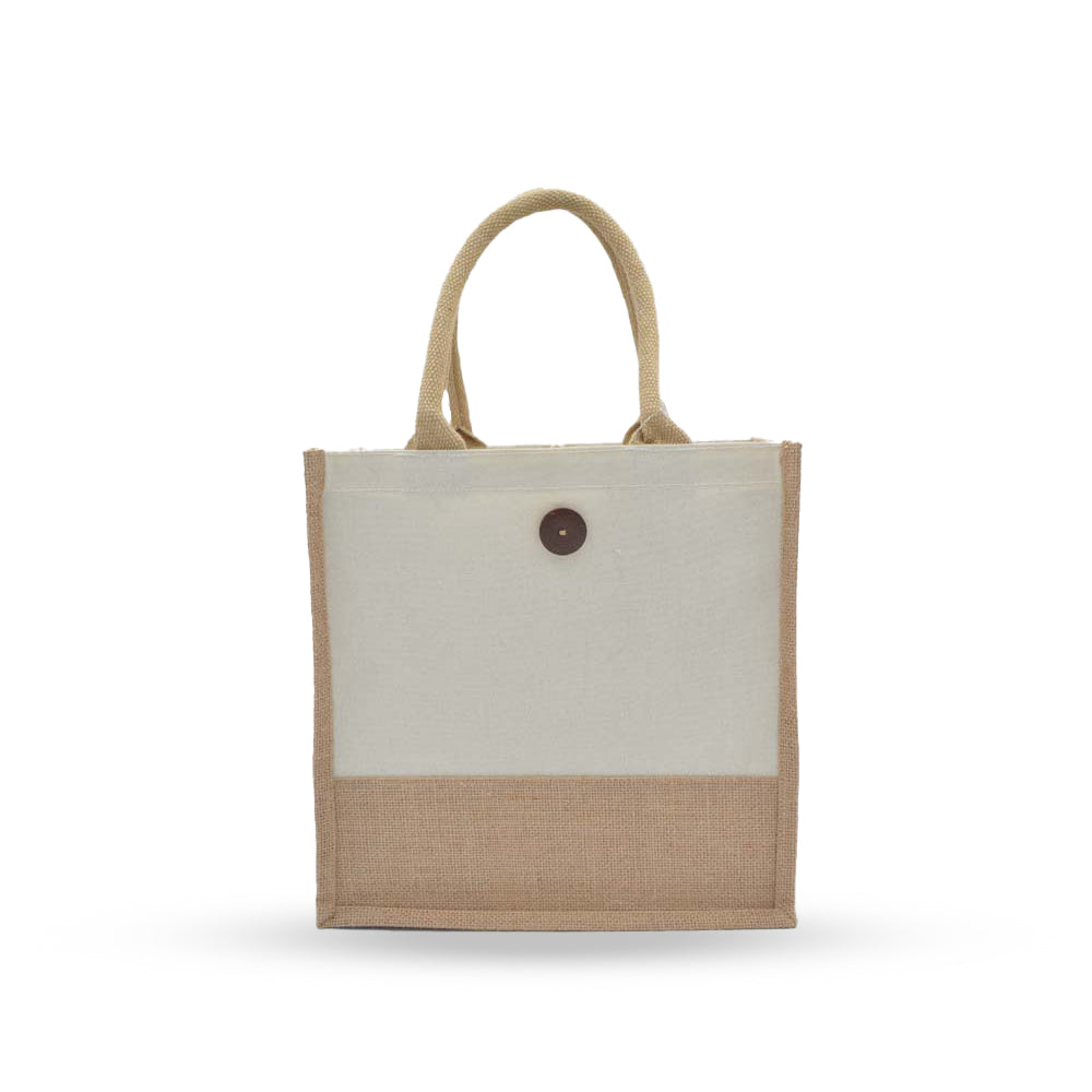 Eco-Safe Jute bag - Two Tone Jute with Canvas Bag – Just Adore