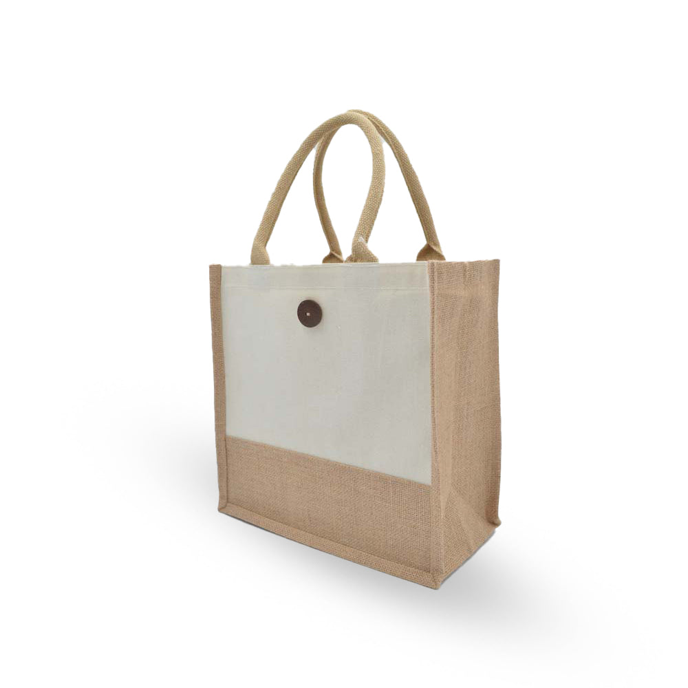 Eco-Safe Jute bag - Two Tone Jute with Canvas Bag – Just Adore